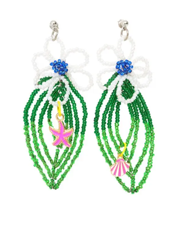 AMIR SLAMA Floral-appliqué Drop Earrings - Silver