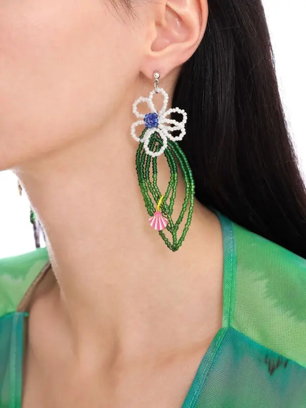 AMIR SLAMA Floral-appliqué Drop Earrings