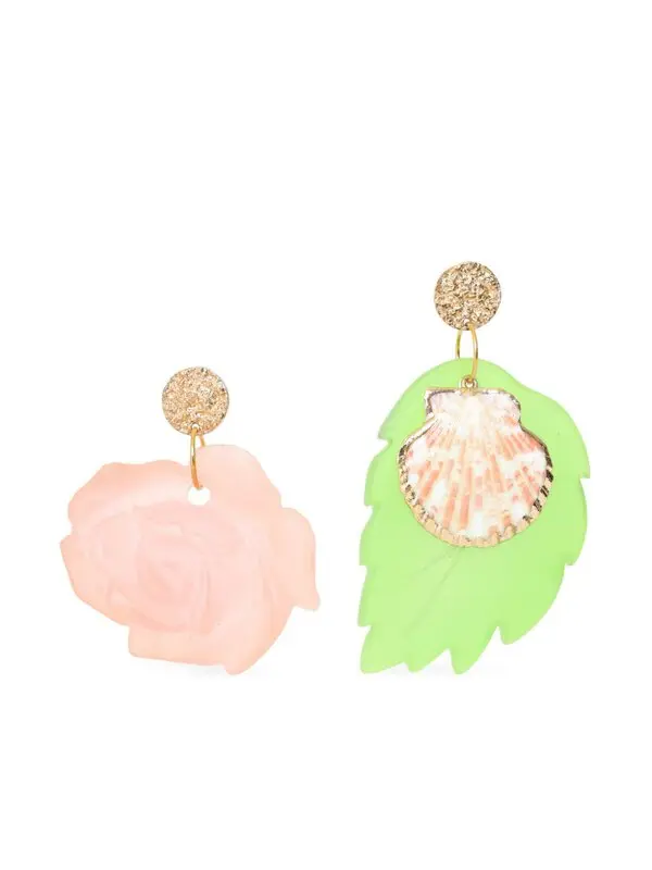 AMIR SLAMA Floral Appliqué Earrings - Pink
