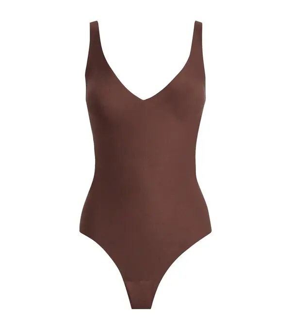 SKIMS Unlined Plunge Thong Bodysuit - Brown