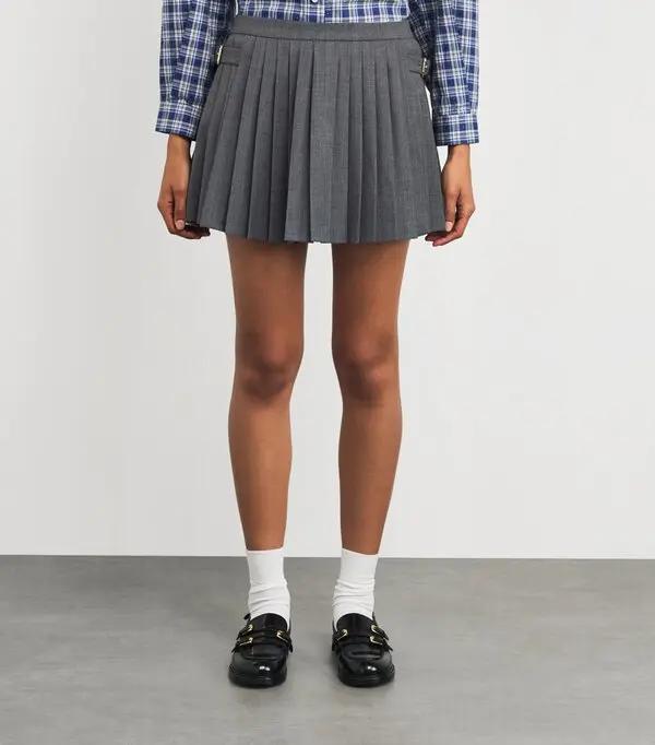 Sandro Pleated Mini Skirt With Buckle Detail