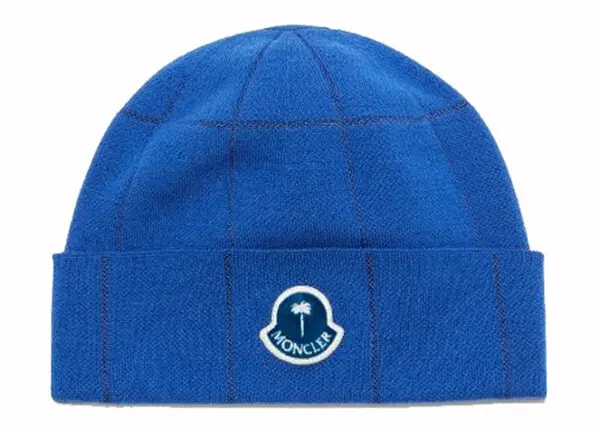 Moncler X Palm Angels Checks Beanie - Blue/white