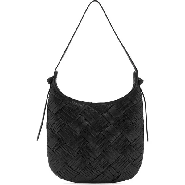 Mango Woven Leather Shoulder Bag