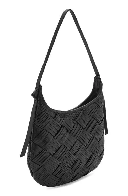 Mango Woven Leather Shoulder Bag