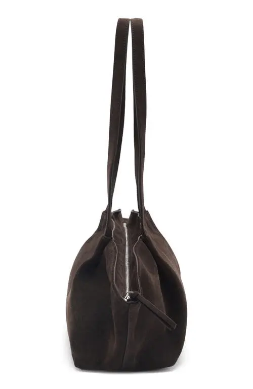 Mango Suede Shoulder Bag - Chocolate