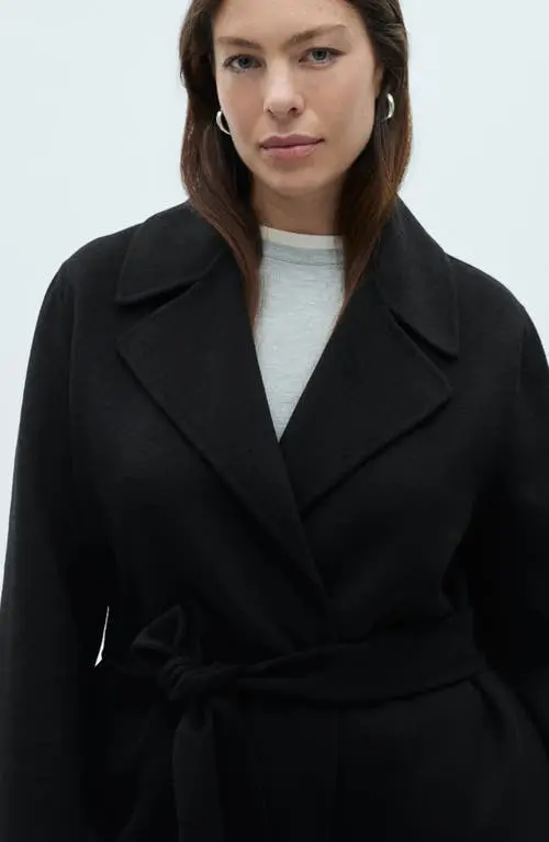 Mango Handmade Wool-blend Wrap Coat - Black