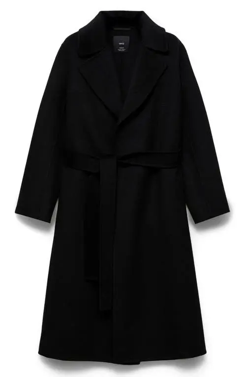Mango Handmade Wool-blend Wrap Coat - Black
