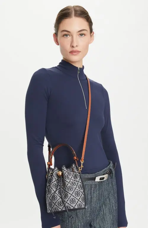 Tory Burch Mini T Monogram Jacquard Bucket Bag