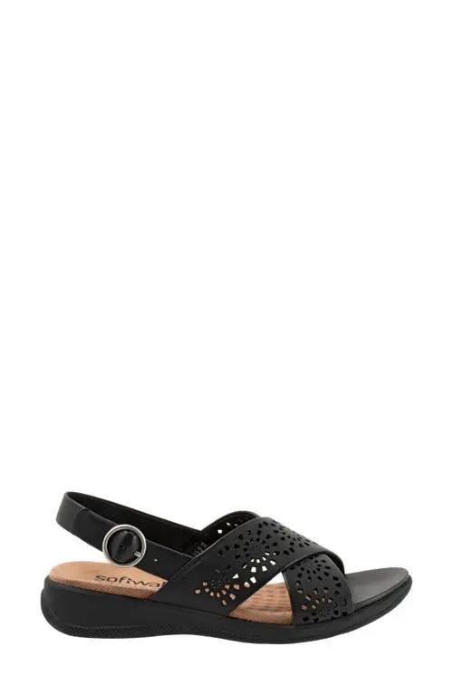 Softwalk Tillman Perforated Slingback Sandal - Black