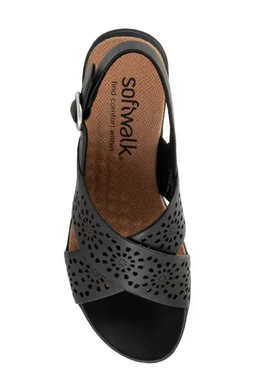 Softwalk Tillman Perforated Slingback Sandal - Black
