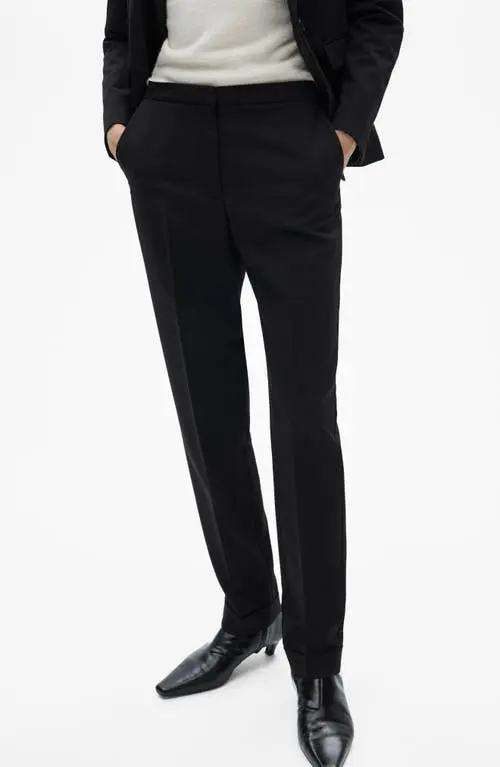 Mango Straight Leg Suit Trousers - Black