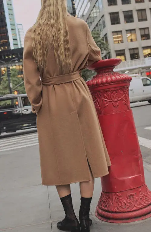 Mango Belted Wool-blend Coat - Medium Brown