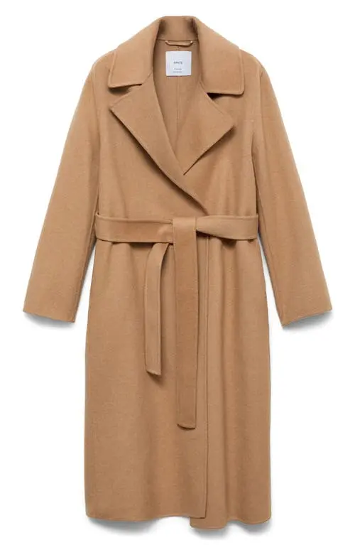 Mango Belted Wool-blend Coat - Medium Brown