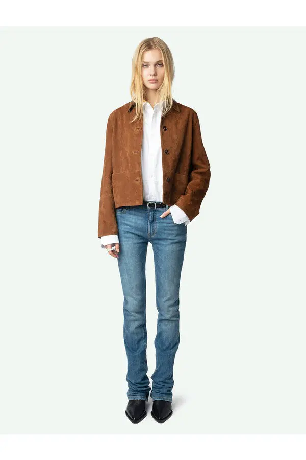 Zadig&Voltaire Lessa Cropped Suede Jacket - Brown