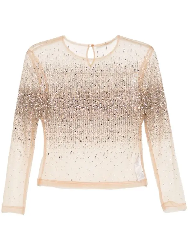 Ermanno Scervino Crystal-embellished Tulle Top