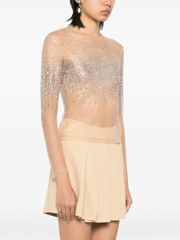 Ermanno Scervino Crystal-embellished Tulle Top