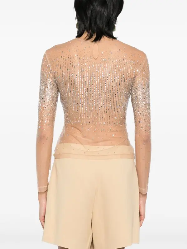 Ermanno Scervino Crystal-embellished Tulle Top