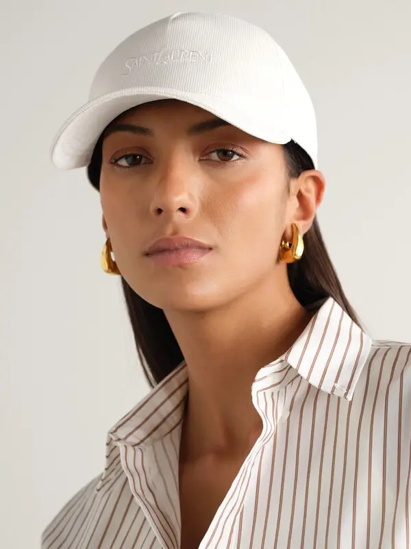 Saint Laurent Embroidered Cotton-corduroy Baseball Cap - Neutrals