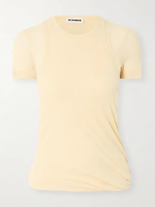 JIL SANDER Layered Cotton-crepe T-shirt - Neutrals