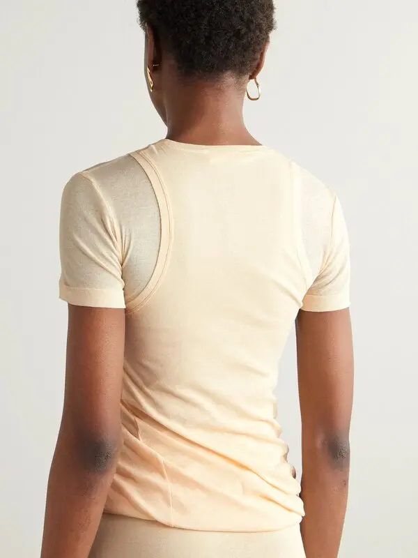 JIL SANDER Layered Cotton-crepe T-shirt - Neutrals