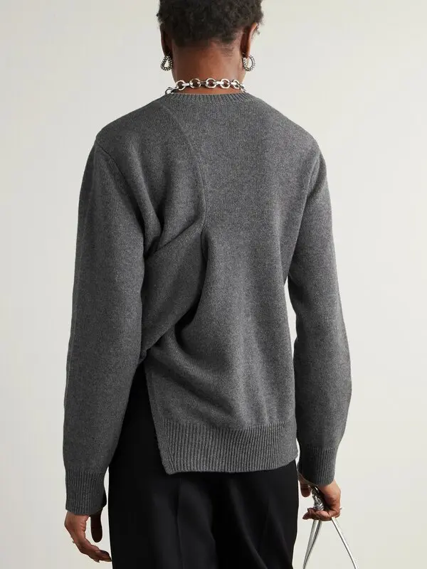 JIL SANDER Embellished Draped Wool And Cashmere-blend Sweater