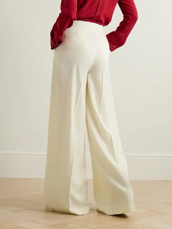 Max Mara Ninfa Wool-twill Wide-leg Pants - White