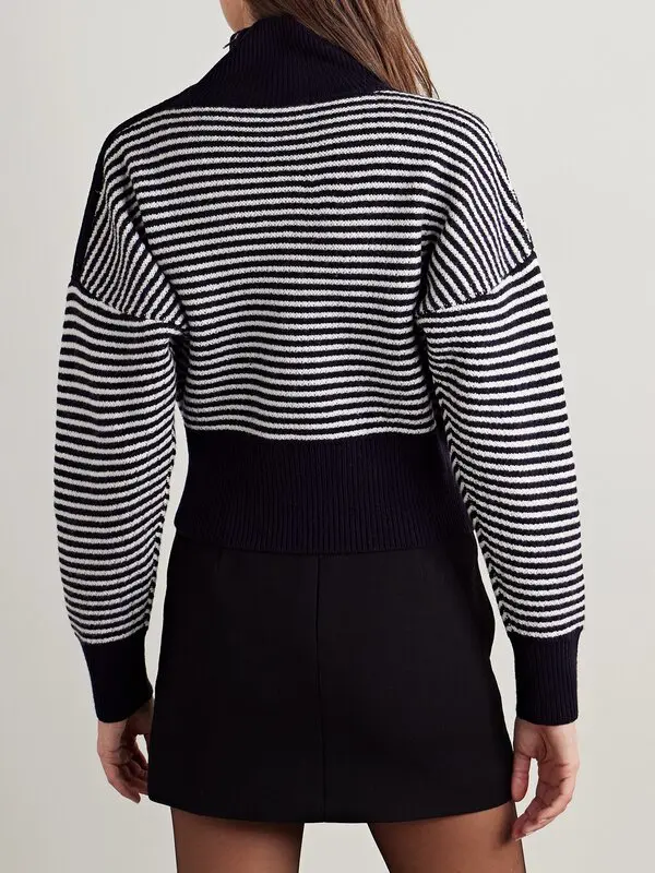 Max Mara Bessica Striped Wool And Cashmere-blend Turtleneck Sweater - Blue