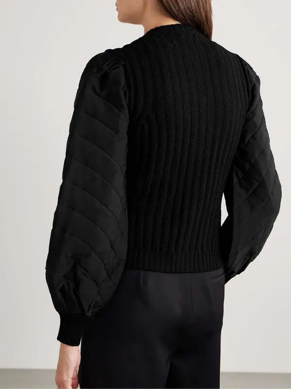 Max Mara Torre Ribbed Wool And Padded Quilted Silk Jacket