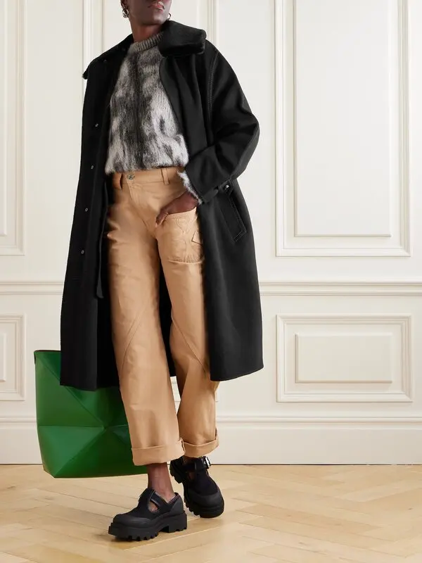 Marni Shearling-Trimmed Wool And Cashmere-Blend Coat - Black