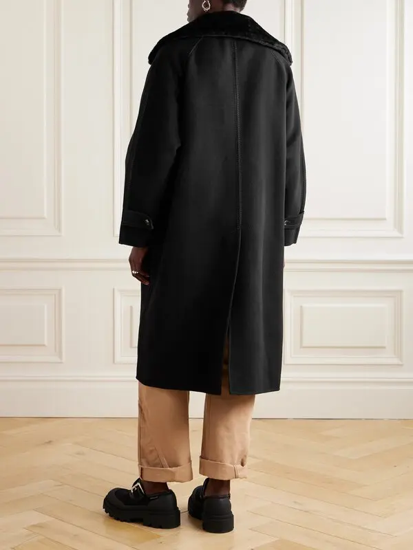 Marni Shearling-Trimmed Wool And Cashmere-Blend Coat - Black