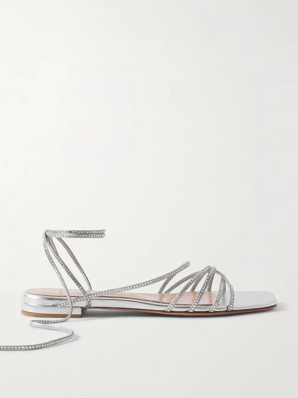 GIANVITO ROSSI Crystal-embellished Leather Sandals - Silver