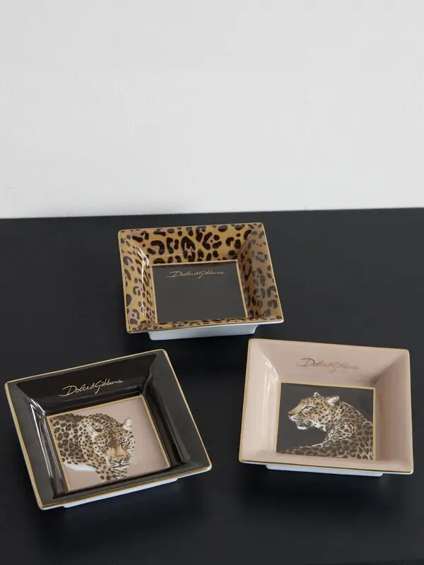 Dolce & Gabbana Set Of Three Printed Porcelain Decorative Plates - Animal Print
