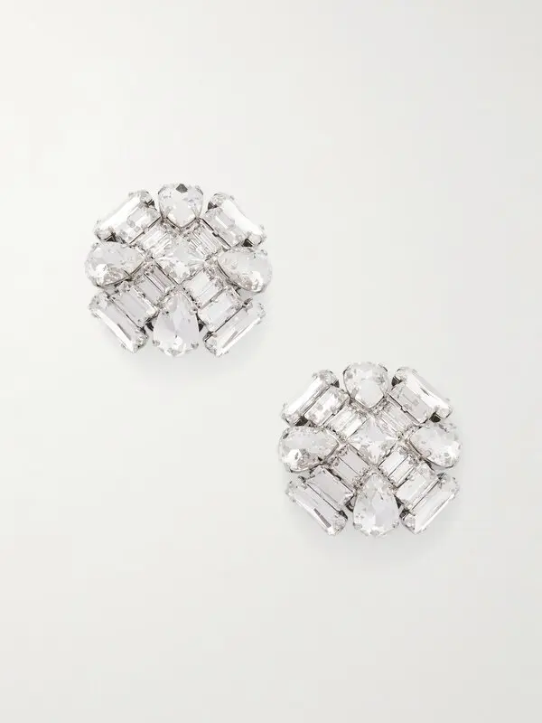 Alessandra Rich Tone Crystal Clip Earrings - Silver