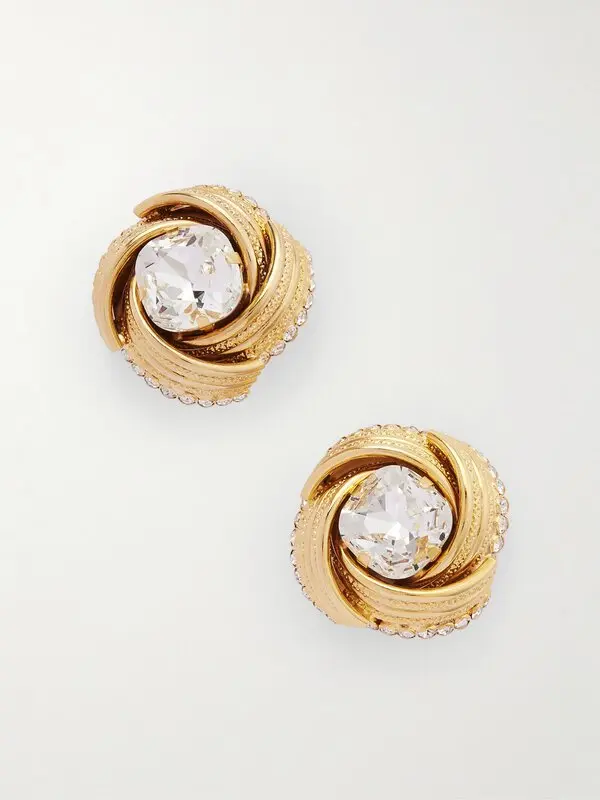 Alessandra Rich Torchon Clip Earrings - Gold