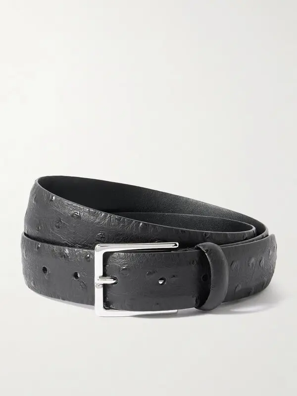 Anderson's Ostrich-effect Leather Belt - Black