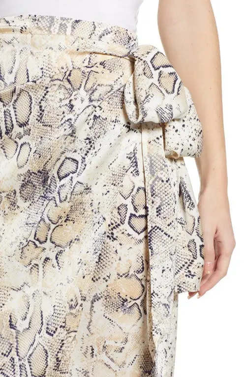 J.O.A. Snakeskin Print Wrap Skirt