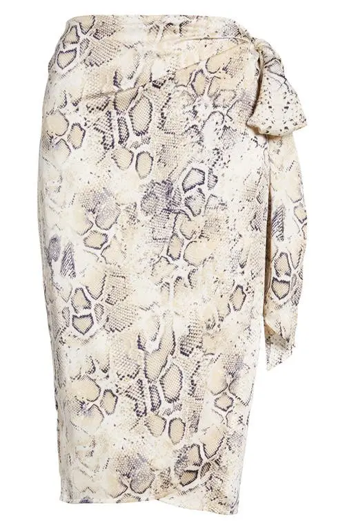 J.O.A. Snakeskin Print Wrap Skirt