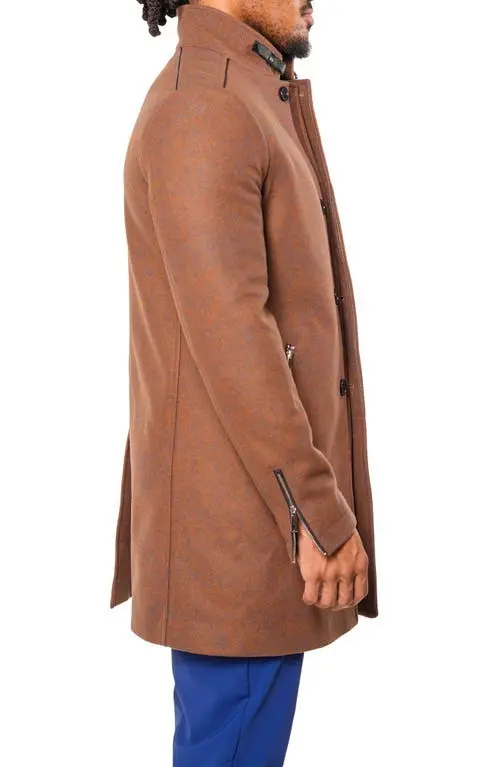 MACEOO Wool Blend Car Coat With Quilted Bib - Orange