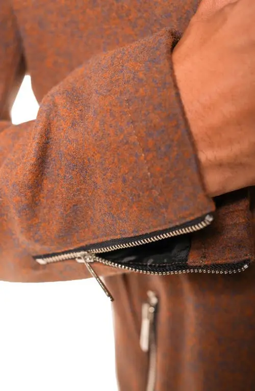 MACEOO Wool Blend Car Coat With Quilted Bib - Orange