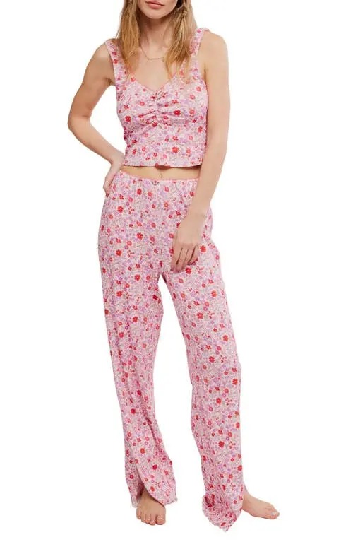 Free People Fresh In Love Pointelle Pajamas - Pink Chalk Combo