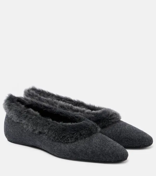 TOTEME Shearling-lined Ballet Flats - Grey