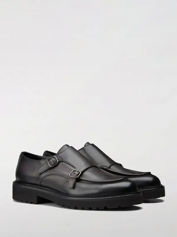DOUCAL'S Brogue Shoes With Buckle Detailing - Graphite