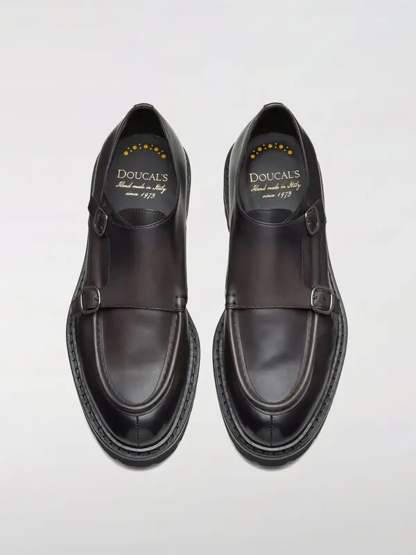 DOUCAL'S Brogue Shoes With Buckle Detailing - Graphite