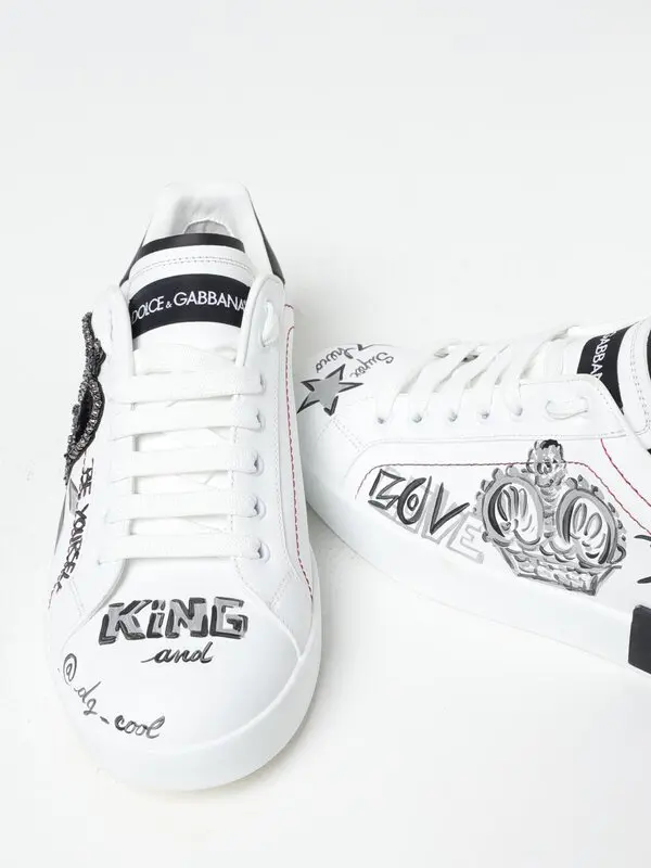 Dolce & Gabbana Embellished Crown Sneakers - White