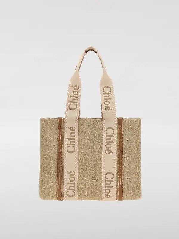 Chloé Vertical Logo Tote Bag - Camel