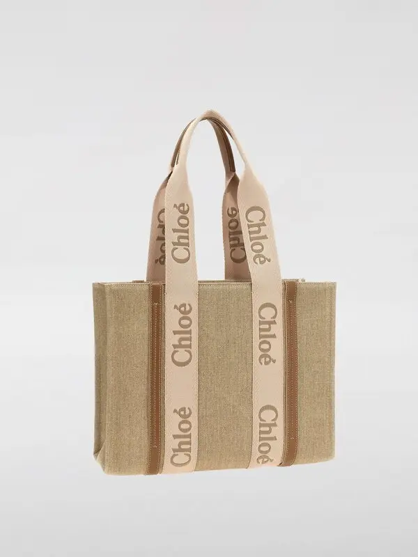 Chloé Vertical Logo Tote Bag - Camel