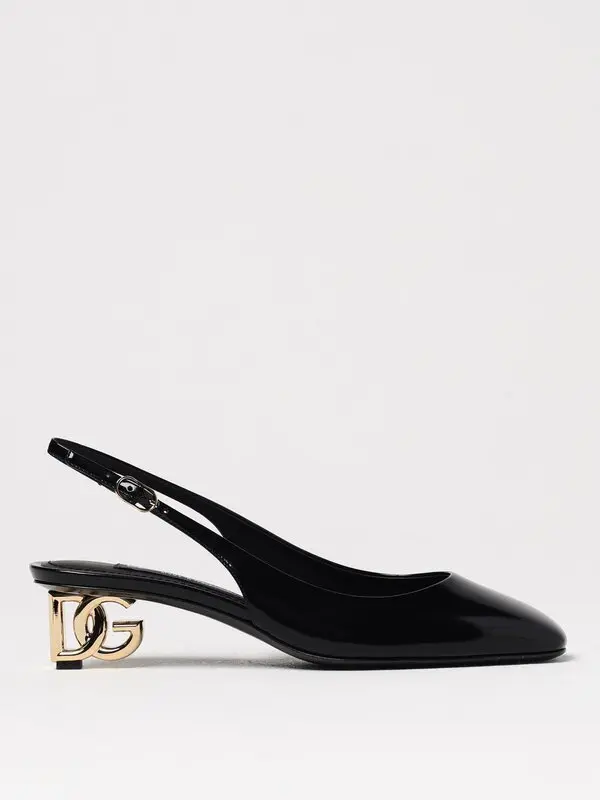 Dolce & Gabbana Slingback Pumps With Logo Heel Detail - Black