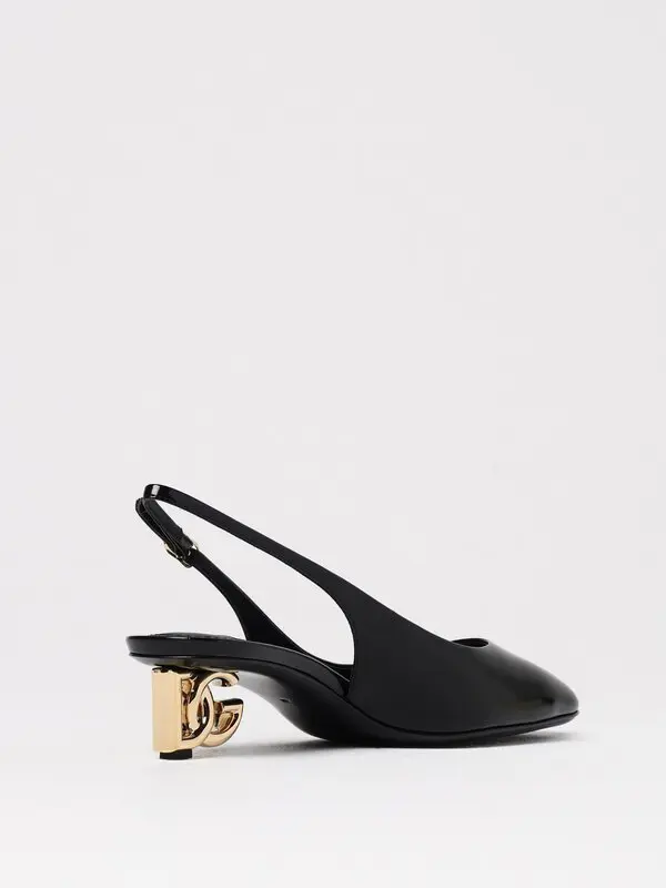 Dolce & Gabbana Slingback Pumps With Logo Heel Detail - Black