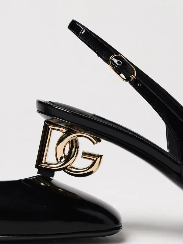 Dolce & Gabbana Slingback Pumps With Logo Heel Detail - Black