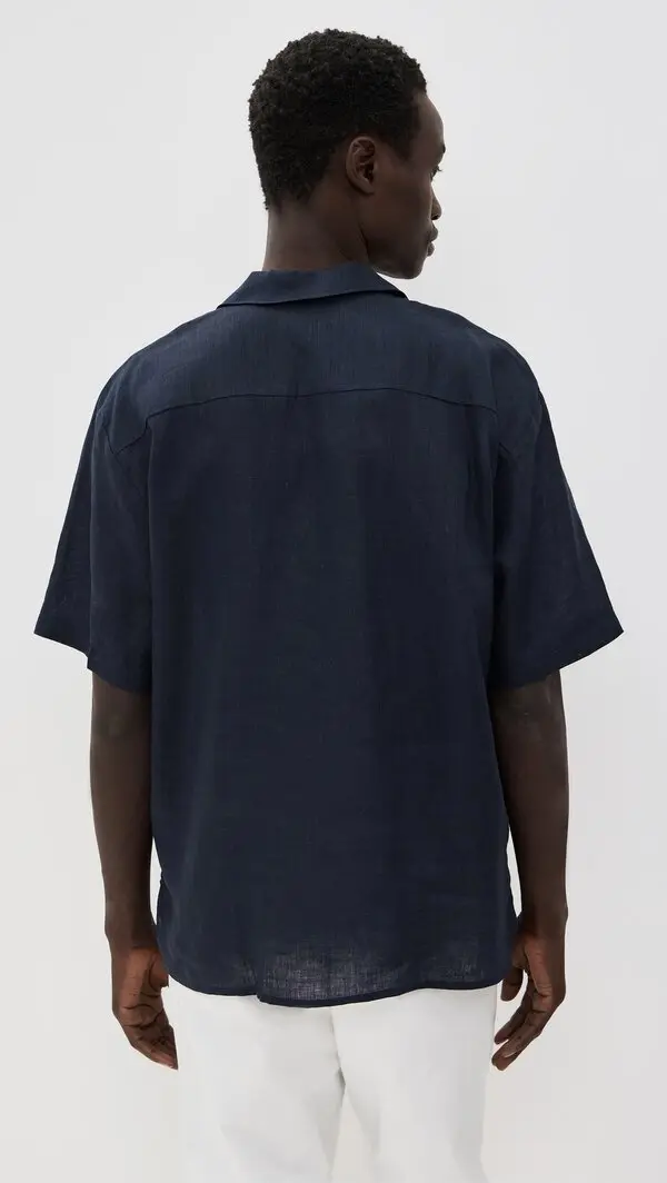 ANCORA The Resort Linen Shirt - Navy